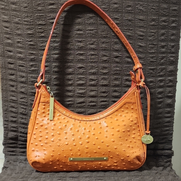 Brahmin | Bags | Brahmin Normandy Braxton Orange Coral Bag With Ostrich ...
